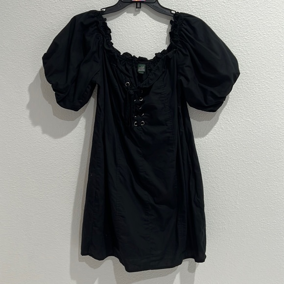 wild fable | Dresses | 48 Wild Fable Dress Black Lace Up Puff Sleeve ...